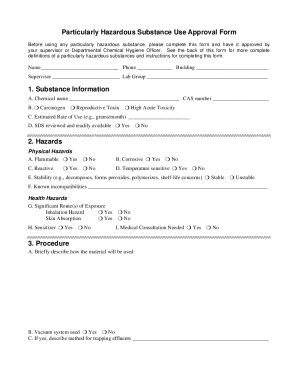 Fillable Online Particularly Hazardous Substance Use Approval form Fax ...