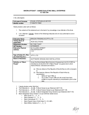 Fillable Online Sworn Affidavit Bee Qualifying Small Enterprise Form ...