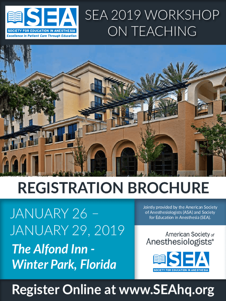 Fillable Online Society for Education in Anesthesia (SEA) Workshop on ...