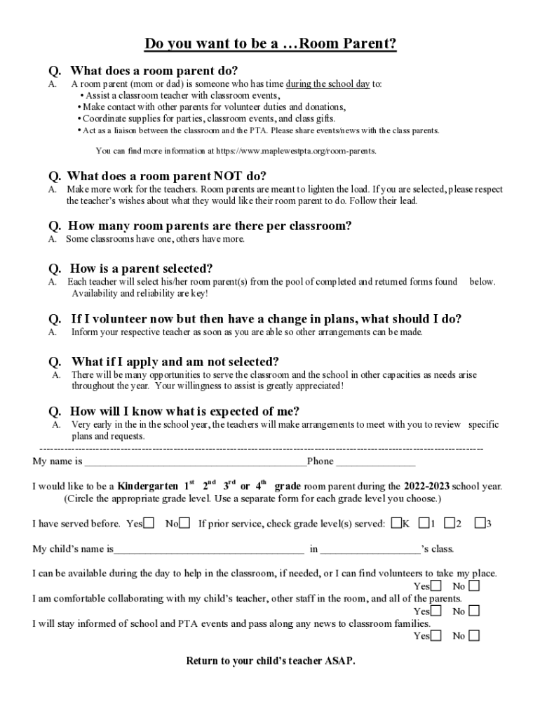 Fillable Online Teacher Room Parent Form 22-23.docx Fax Email Print ...