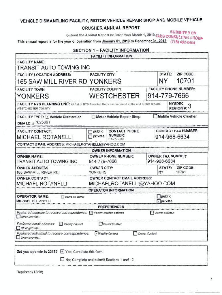 Fillable Online Fillable Online ftp dec ny Vehicle Dismantling Facility ... Fax Email Print ...