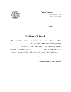 Fillable Online Certificate of Originality Fax Email Print - pdfFiller