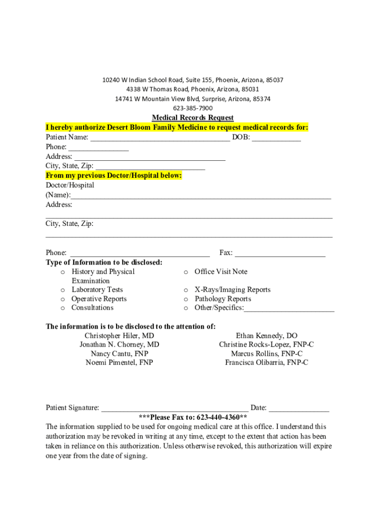 Fillable Online Medical Records Request to DBFM Fax Email Print - pdfFiller