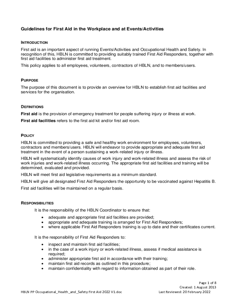 Fillable Online First Aid in the Workplace Code of Practice Fax Email ...