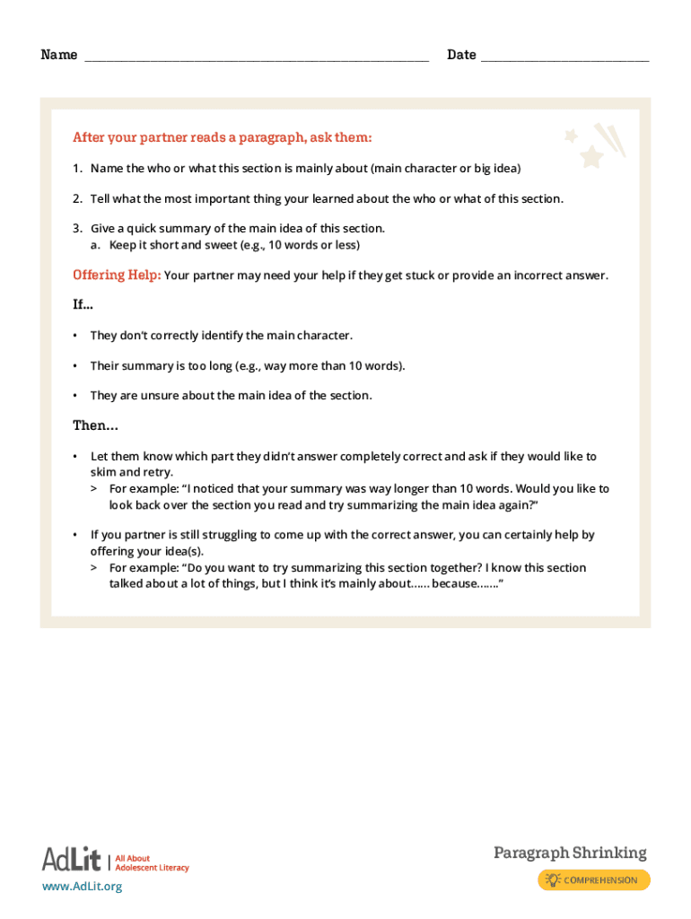 Fillable Online Paragraph Shrinking Partner Cards.pdf Fax Email Print ...