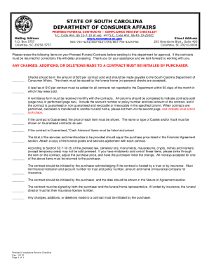 Fillable Online consumer sc Funeral Contract Sample - Fill Online, Printable, Fillable, ... Fax ...
