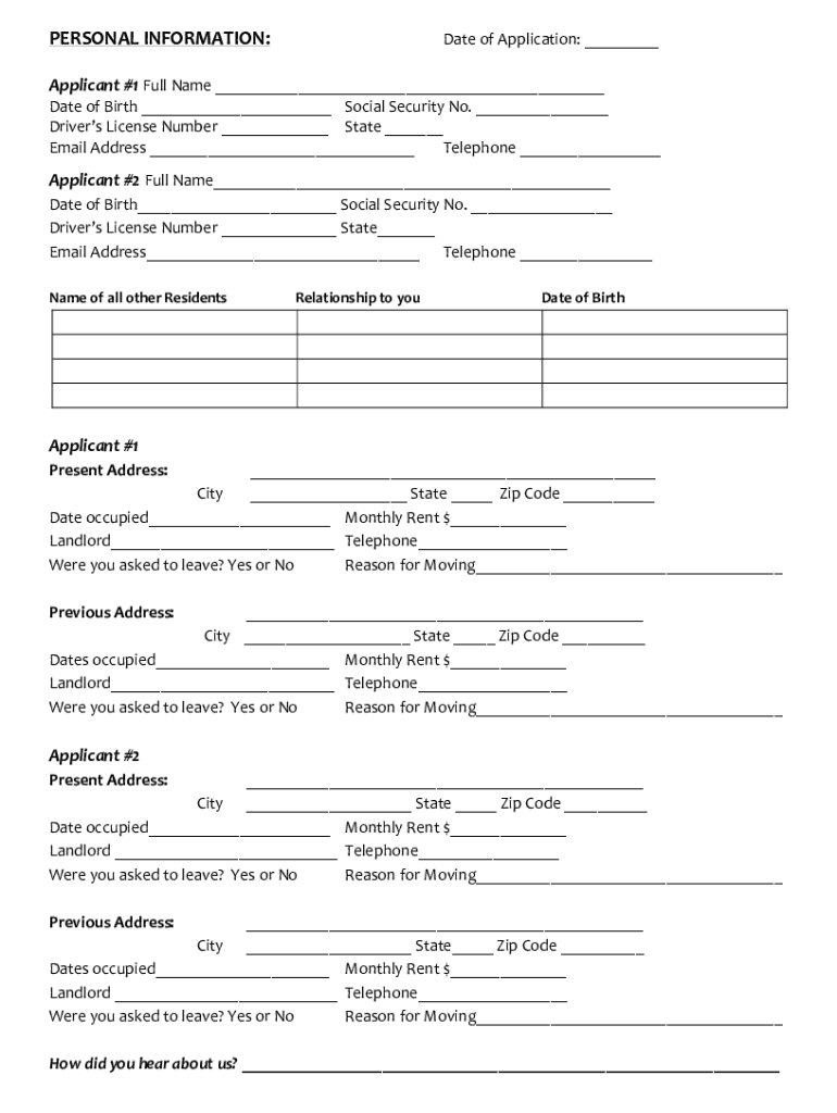 Fillable Online Application for Employment Applicant Information ...