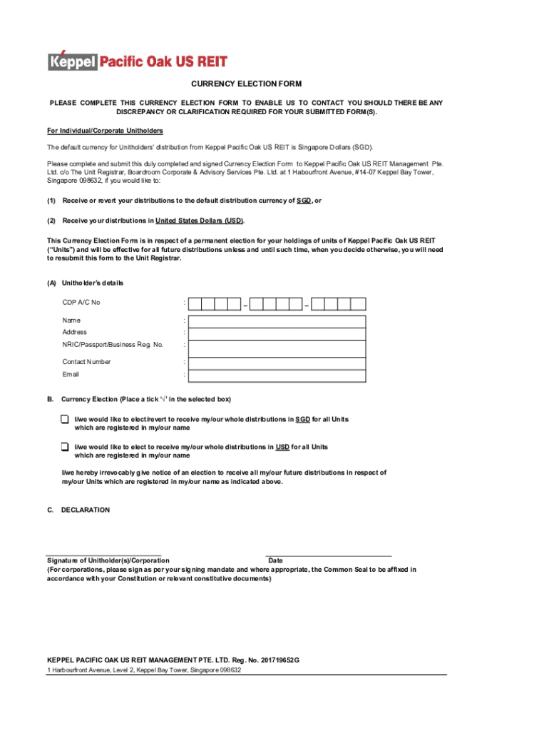 Fillable Online Currency Election Form(Keppel Pacific Oak US REIT).xlsx ...
