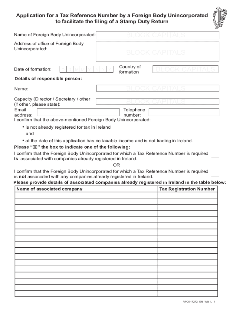 Fillable Online Application for a tax reference number by a Foreign ...