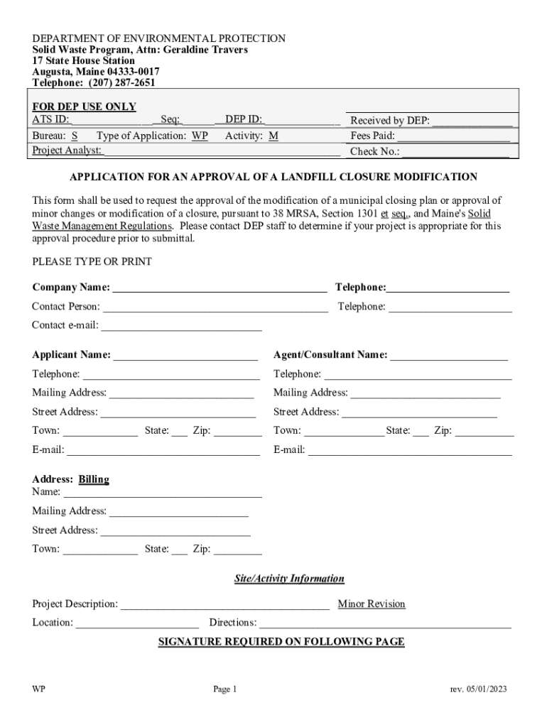 Fillable Online application for solid waste project minor revision Fax Email Print - pdfFiller