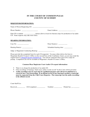 Fillable Online AUDIO RECORDING CD REQUEST FORM Fax Email Print - pdfFiller