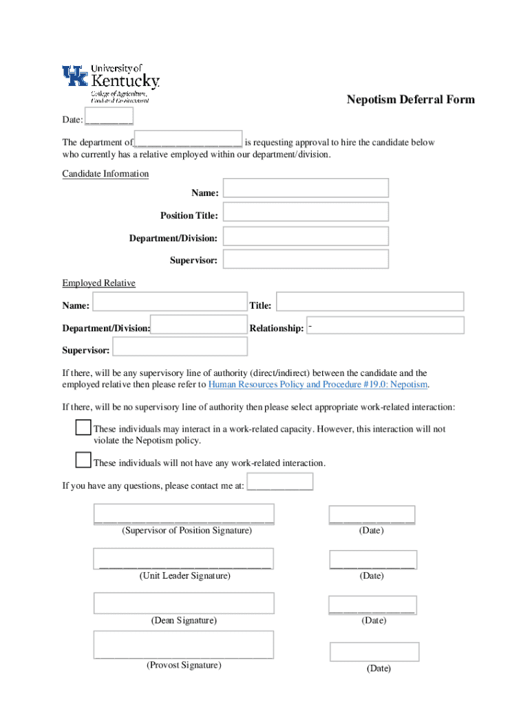 Fillable Online Hiring Relatives: With Definition, Tips and Pros and ...