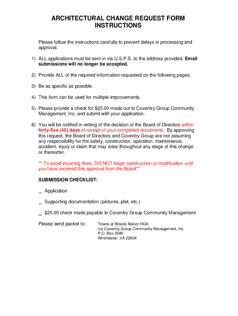 Fillable Online TBM-Architectural Change Request Form Fax Email Print ...