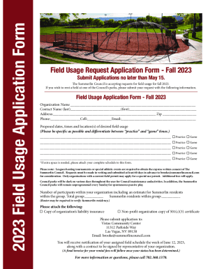 Fillable Online Field Usage Request Application Form - Fall 2023 Fax Email Print - pdfFiller