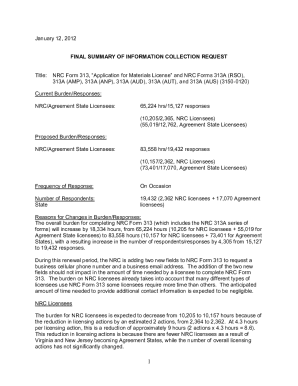 Fillable Online 3150-0120, Final Summary of Information Collection ...