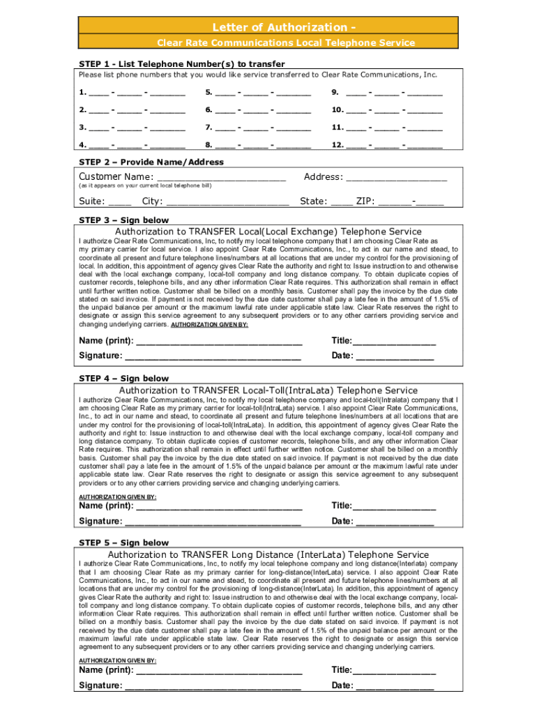 Fillable Online Clear Rate Communications Wireless Customer Agreement ...