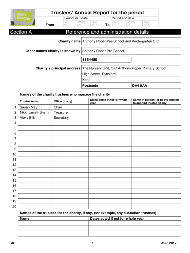 Fillable Online Trustees' Annual Report for the period Objectives and ...