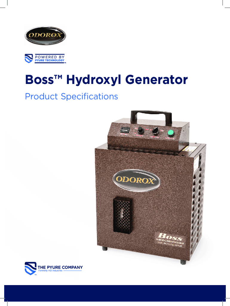 Fillable Online Hydroxyl Generator: Boss XL3 Model Fax Email Print ...