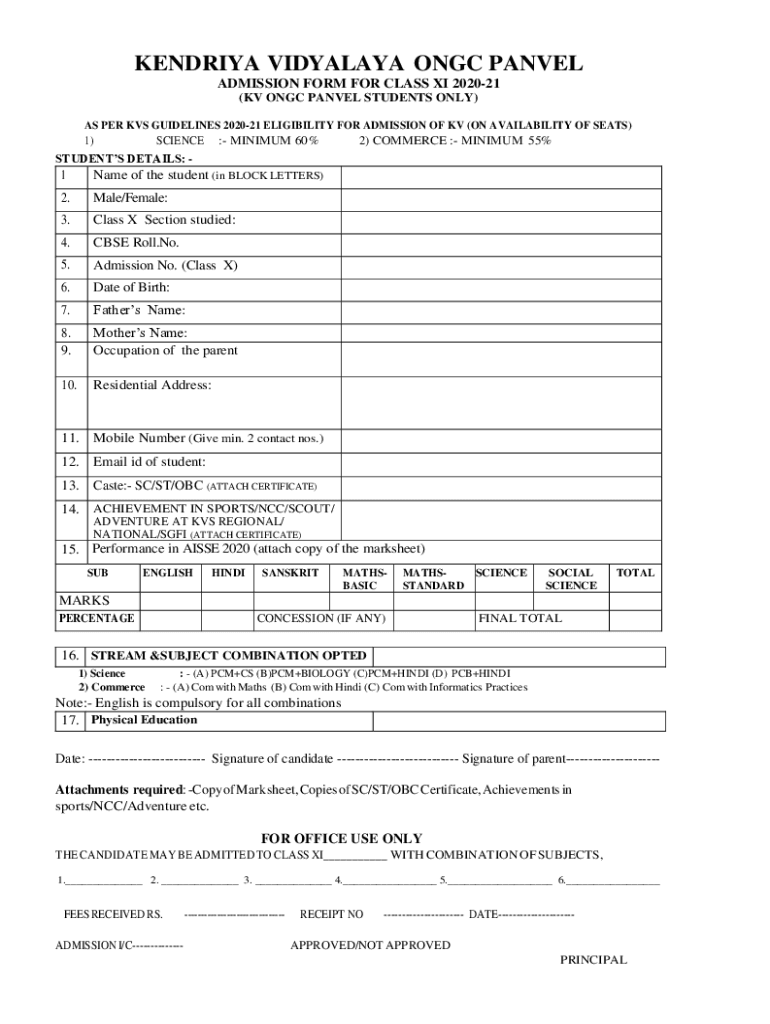 Fillable Online KV Online Admission Portal: Filling and Submitting ...