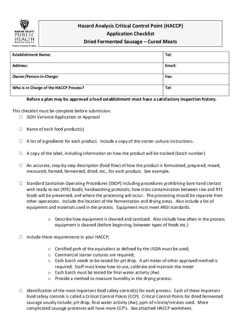 Fillable Online HACCP Guidance - Food Safety and Inspection Service Fax ...