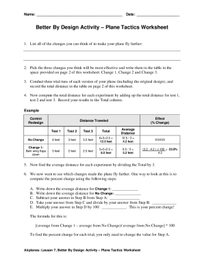 Fillable Online Better By Design ActivityPlane Tactics Worksheet Fax ...