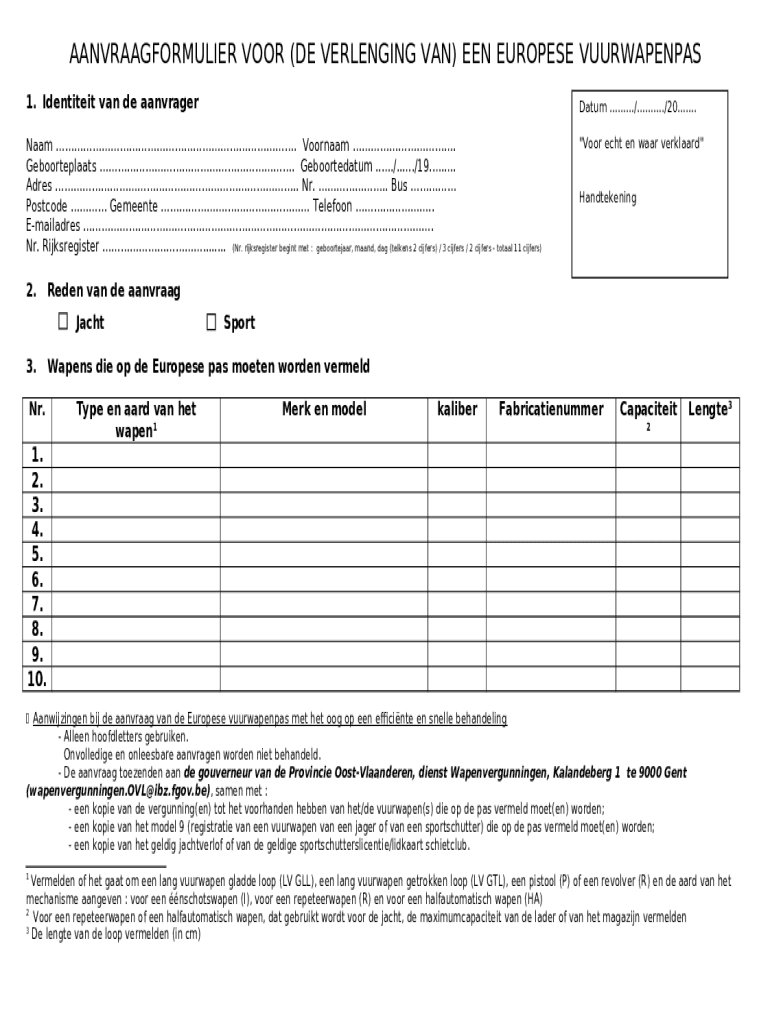 AANVRAAGULIER TOT WIJZIGING/VERLENGING ... Doc Template | pdfFiller