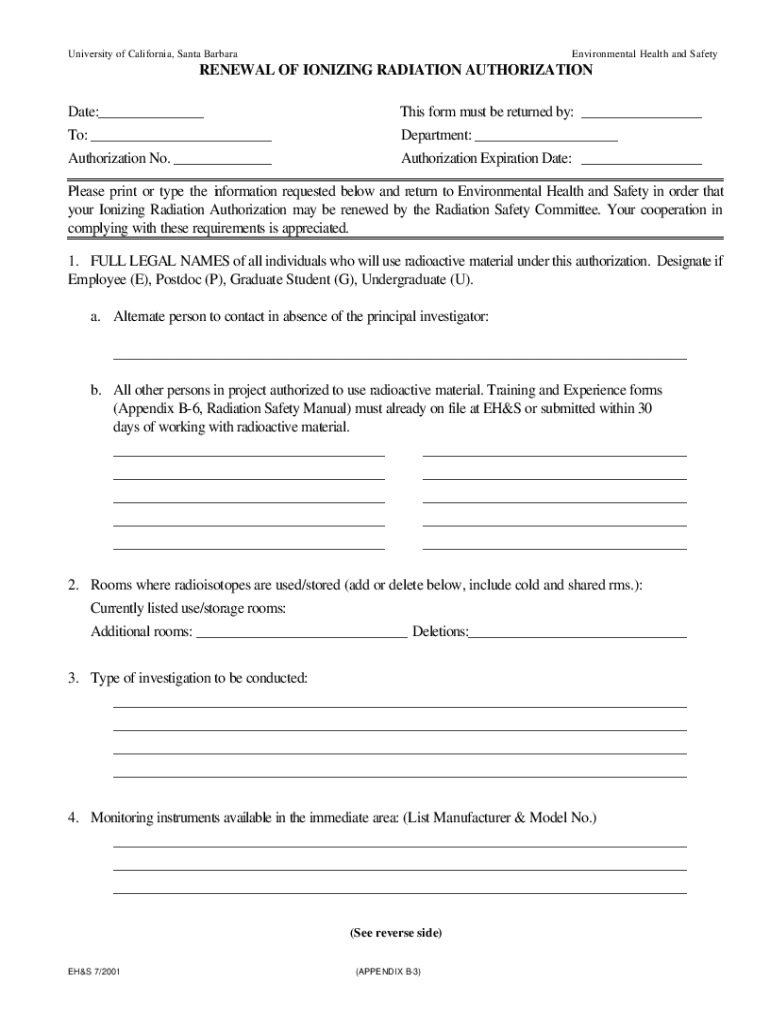 Fillable Online APPLICATION FOR RADIATION USE AUTHORIZATION ( ... Fax ...