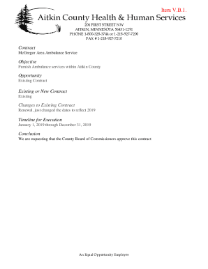 Fillable Online AMBULANCE SERVICE CONTRACT - Aitkin County Fax Email Print - pdfFiller