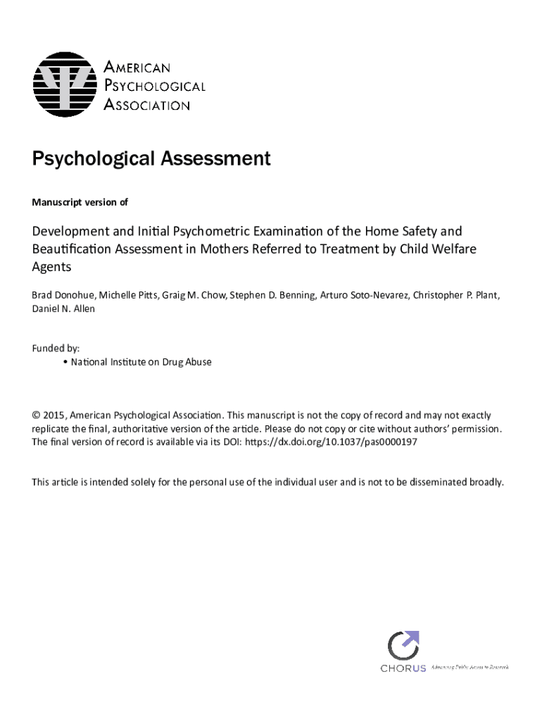 Fillable Online psycnet apa Development and initial psychometric ...