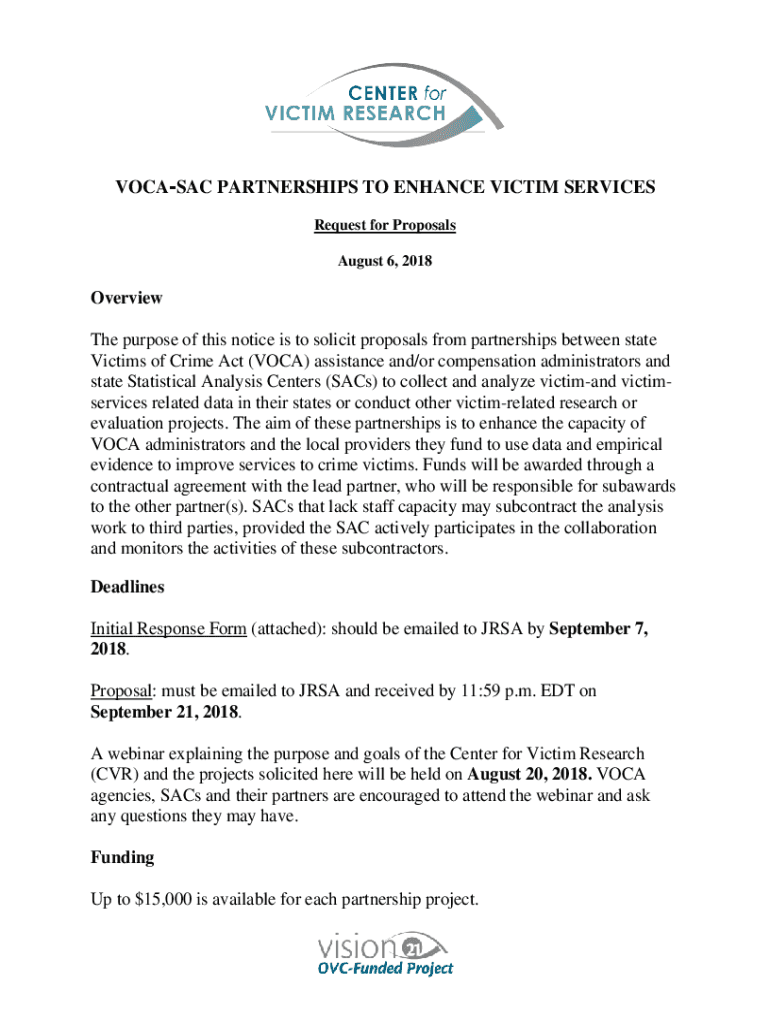 Fillable Online voca-sac partnerships to enhance victim services Fax ...
