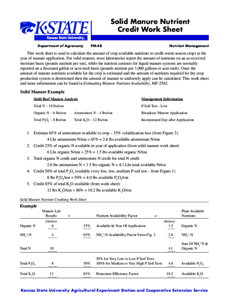 Fillable Online Word Version User Guide & Sample Nutrient Balance Sheet ...