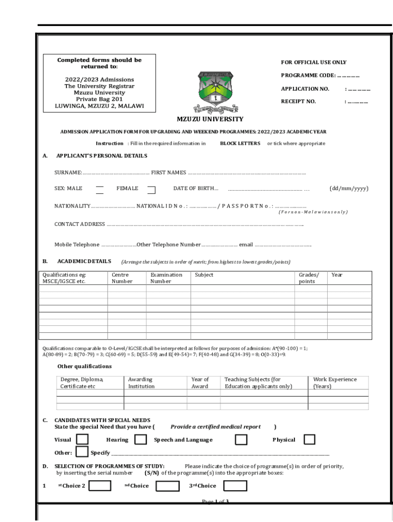 Fillable Online Form - ICT - Mzuzu University Fax Email Print - pdfFiller