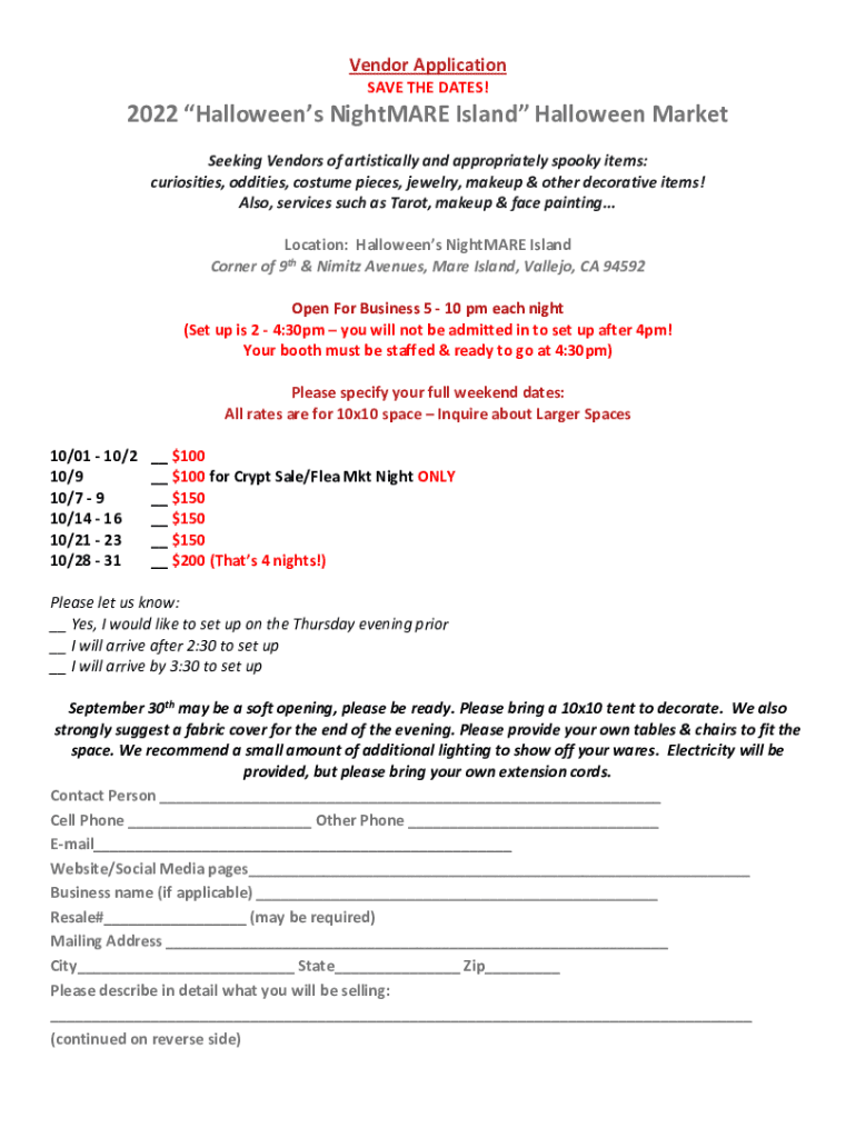 Fillable Online 2022 NMI Oddities Vendor Form Fax Email Print - pdfFiller