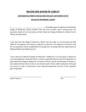 Fillable Online Golf Cart Waiver Form - Fill and Sign Printable ...