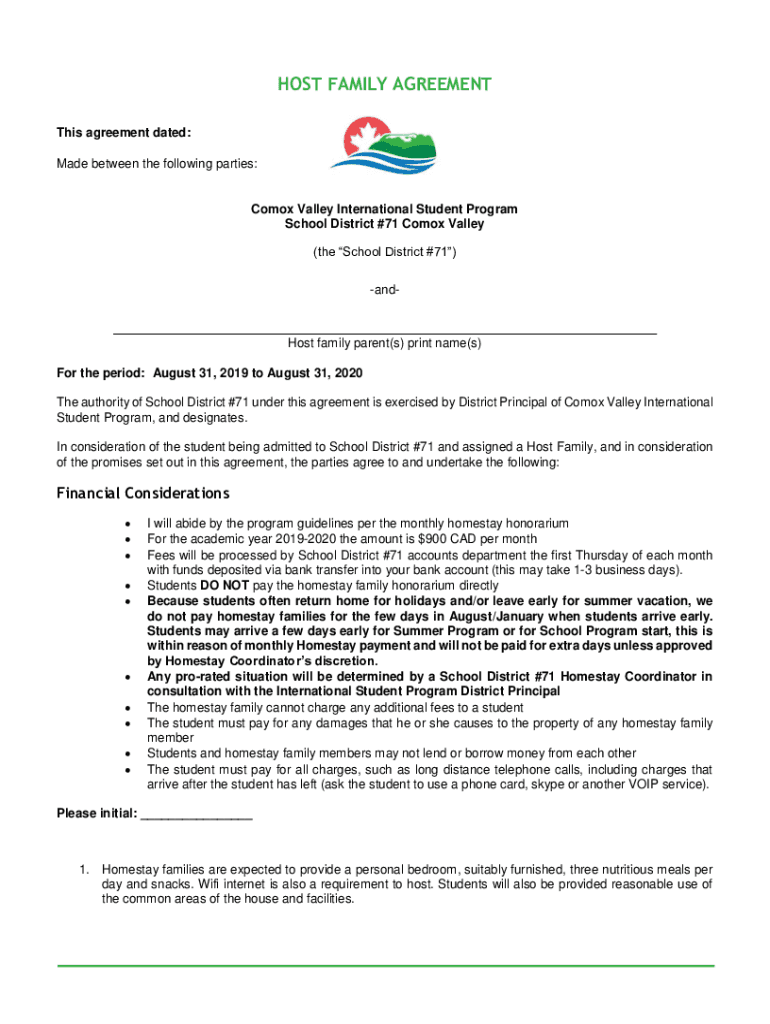 Fillable Online Student-Host Family Agreement Fax Email Print - pdfFiller