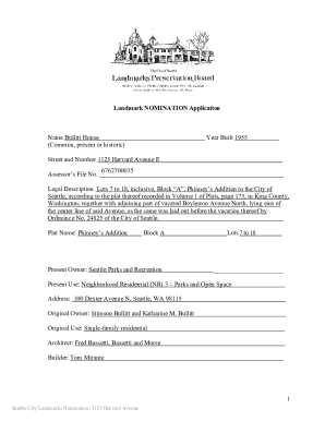 Fillable Online Landmark NOMINATION Application Name: Year Built Fax ...