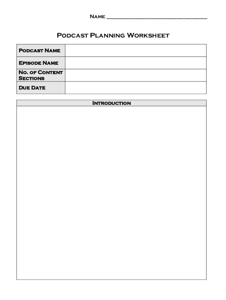 Fillable Online The Ultimate 7 Step Podcast Planning Template to Start ...
