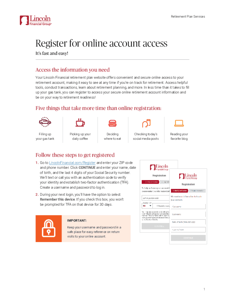 Fillable Online Register for online account access. Shows how to easily register for an online ...