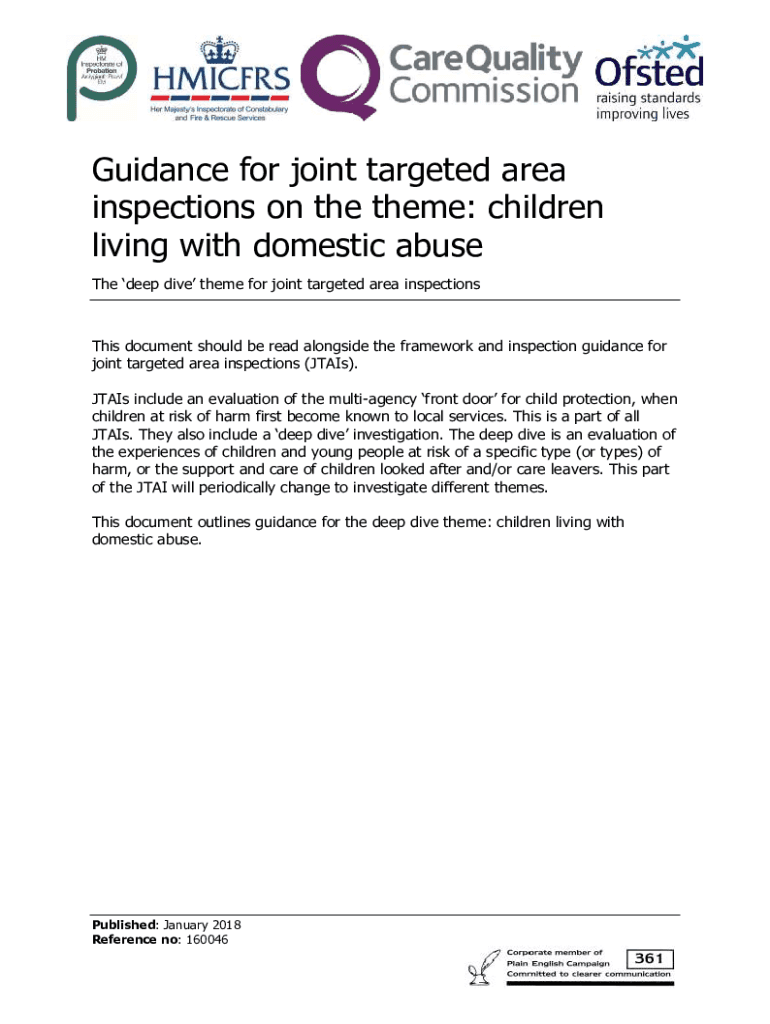 Fillable Online dera ioe ac Guidance for joint targeted area ...