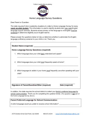 Fillable Online Home Language Survey Questions Fax Email Print - pdfFiller