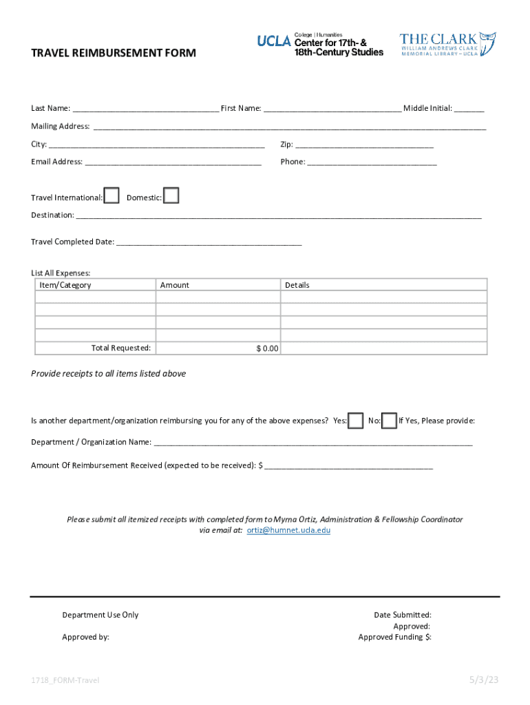 Fillable Online travel expense reimbursement form, tr-1 Fax Email Print ...
