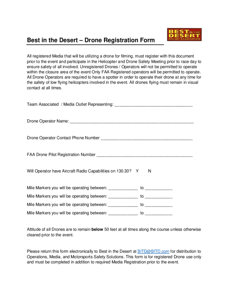 Fillable Online Drone Registration Form Fax Email Print - pdfFiller