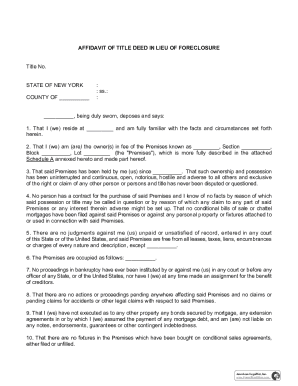 Fillable Online Deed in Lieu of Foreclosure Affidavit - Stewart Title ...