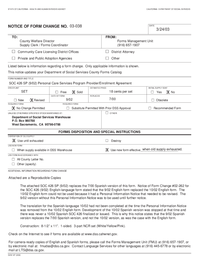 Completable En línea Notice Of Form Change 03-038 Fax Email Imprimir ...