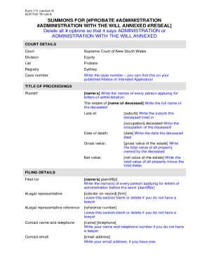 Fillable Online Task 7 sample summons for probate form 111 Fax Email Print - pdfFiller