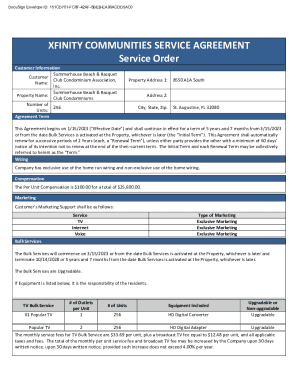 Fillable Online XFINITY COMMUNITIES SERVICE AGREEMENT ... Fax Email ...
