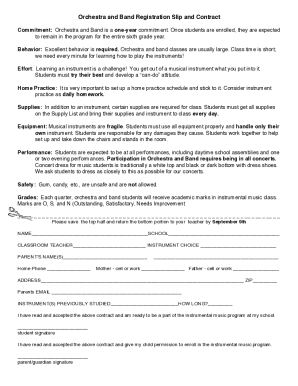 Fillable Online 6th Grade Orchestra and Band Registration Slip and ...