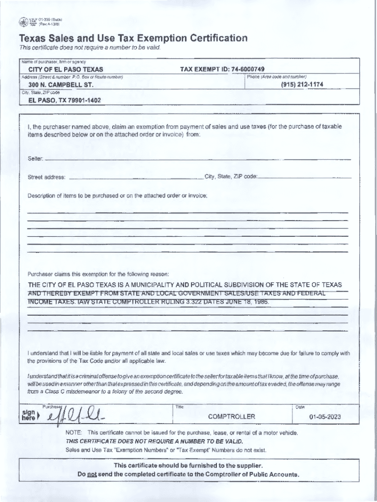Fillable Online 2013-2023 Form TX Comptroller 01-339 Fill Online ...