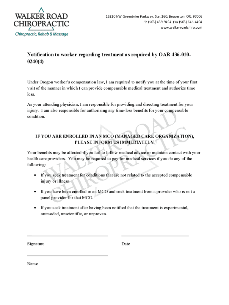Fillable Online Notification to worker MCO- form.doc Fax Email Print ...