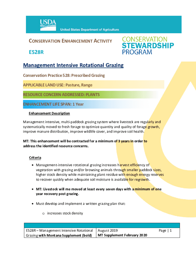 Fillable Online E528R - Management Intensive Rotational Grazing. Conservation Practice 528 Fax ...